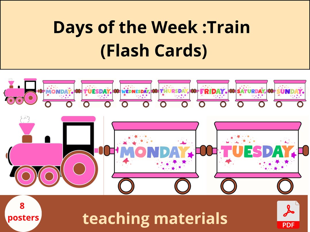 Printable Days of the Week: Train Flashcards Classroom Decor - Etsy
