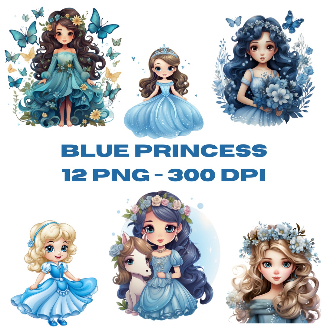 Blue Princess Clipart Blue Baby Princess Baby Girl Clipart - Etsy