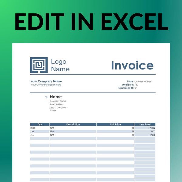 Excel Shop Invoice Templates - Etsy