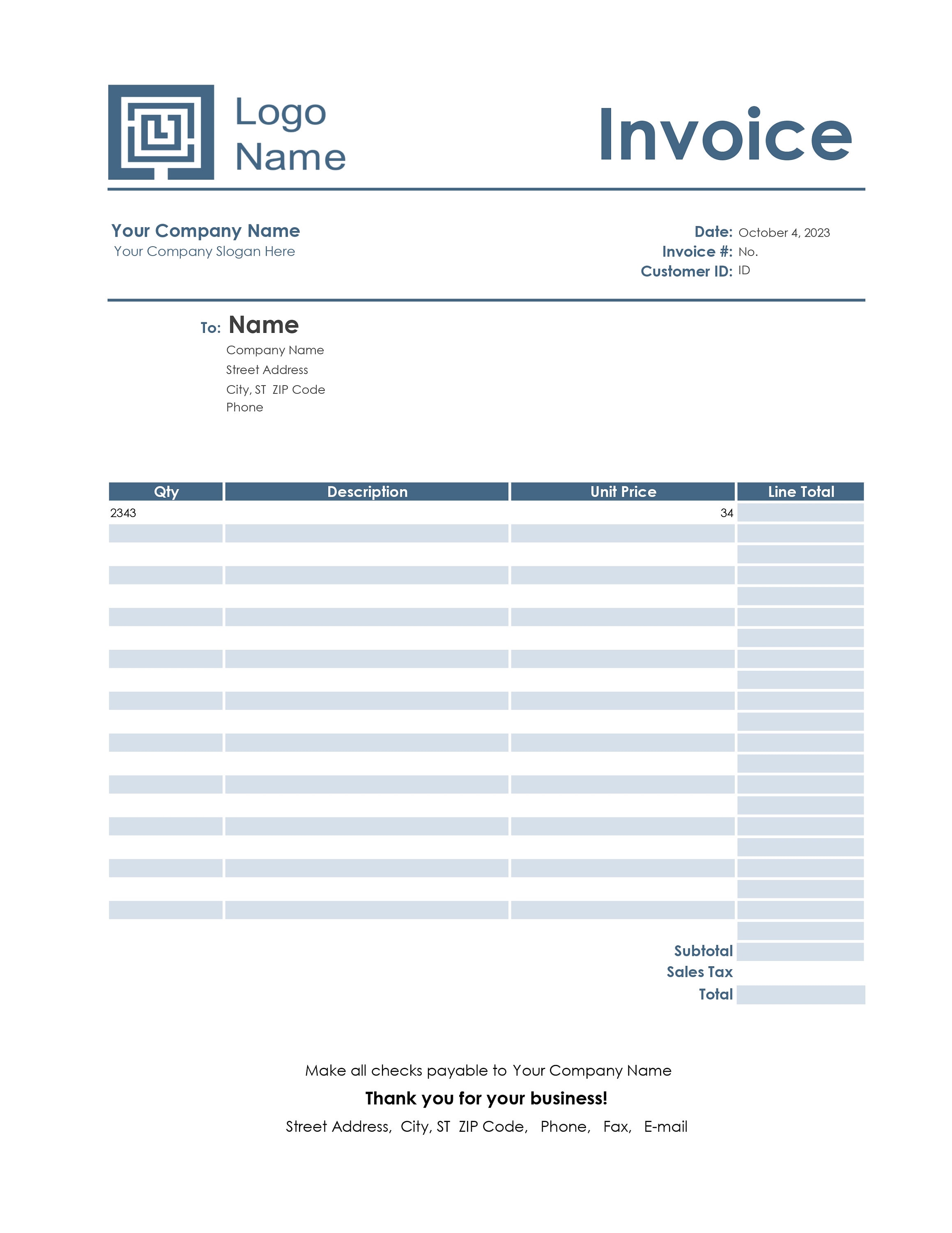 10 Best Modern Invoice Templates Bundle Business Invoice Templates ...