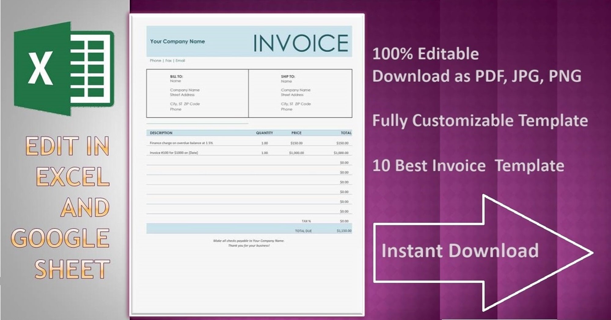 10 Best Modern Invoice Templates Bundle Business Invoice Templates ...