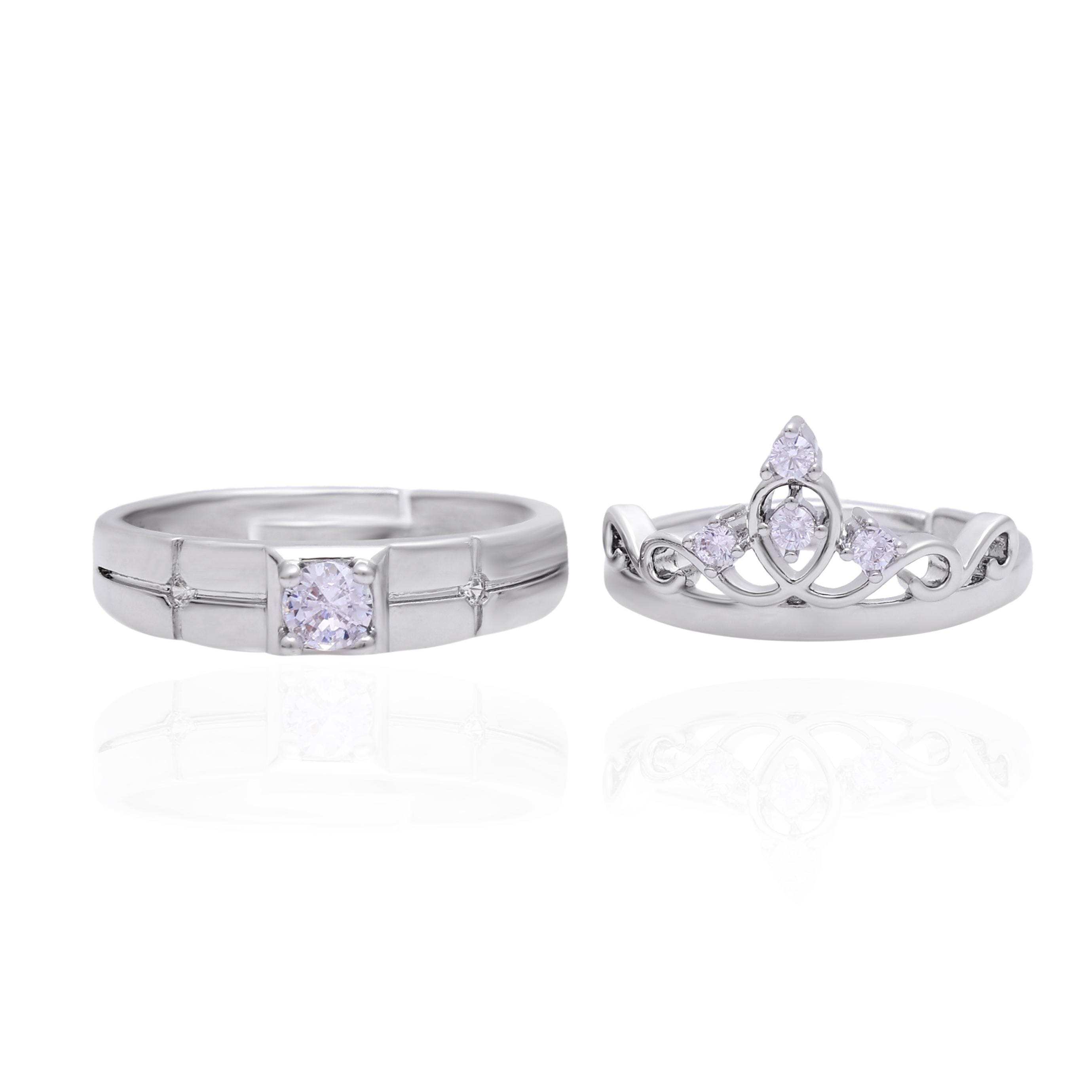 King and Queen Matching Rings: Adjustable Sterling Silver Couple Rings ...