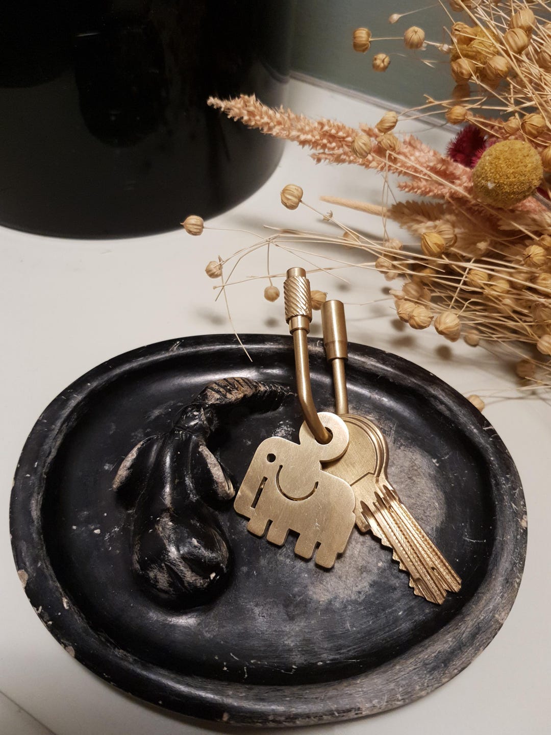 ELEPHANT Keyring Set - Unique Brass Keyring - Elegant & Timeless ...
