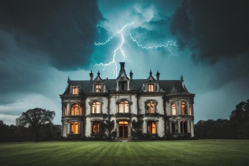 Zoom Background Storm House / Big Old House Zoom Background / Zoom ...