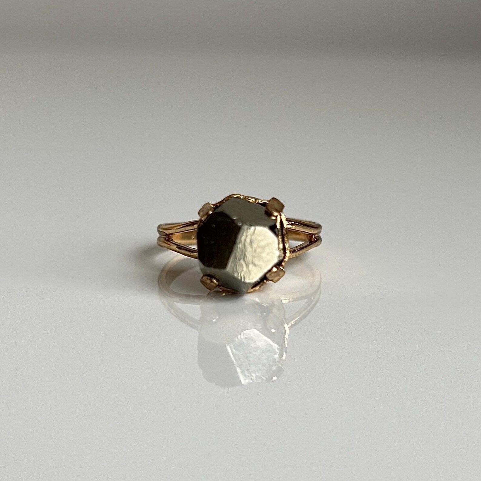 Pyrite Ring, Gold, Adjustable Crystal Ring, Pyrite Jewelry, Solar ...