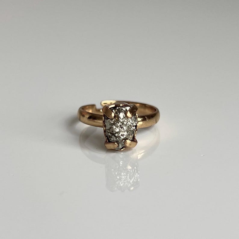 Pyrite Ring, Gold, Adjustable Crystal Ring, Pyrite Jewelry, Solar ...