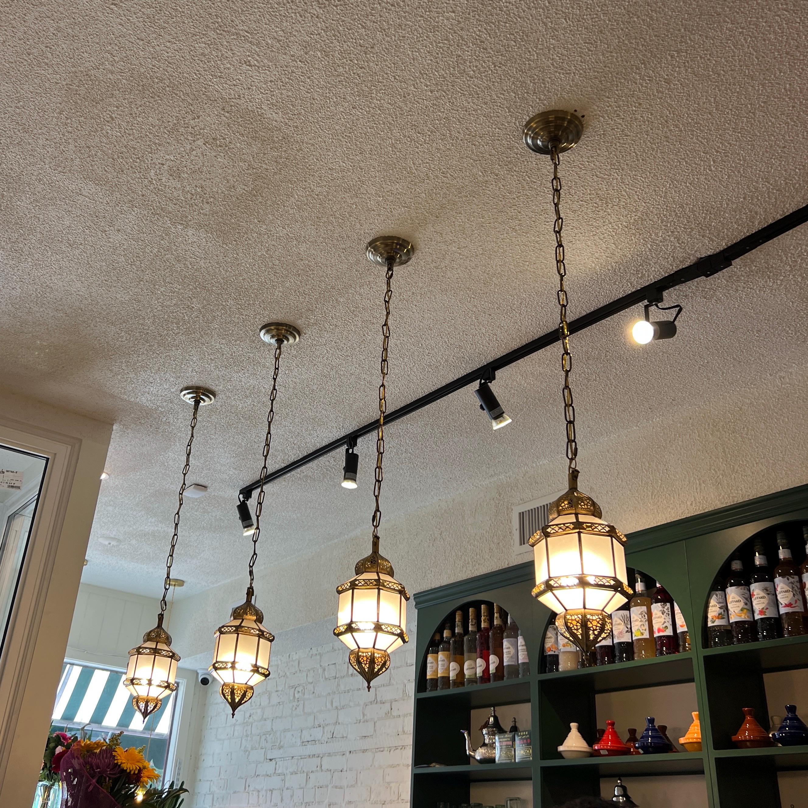 Moroccan Hanging Lantern, Glass Candle Holder, Gold, Brass, Riad Lamp ...