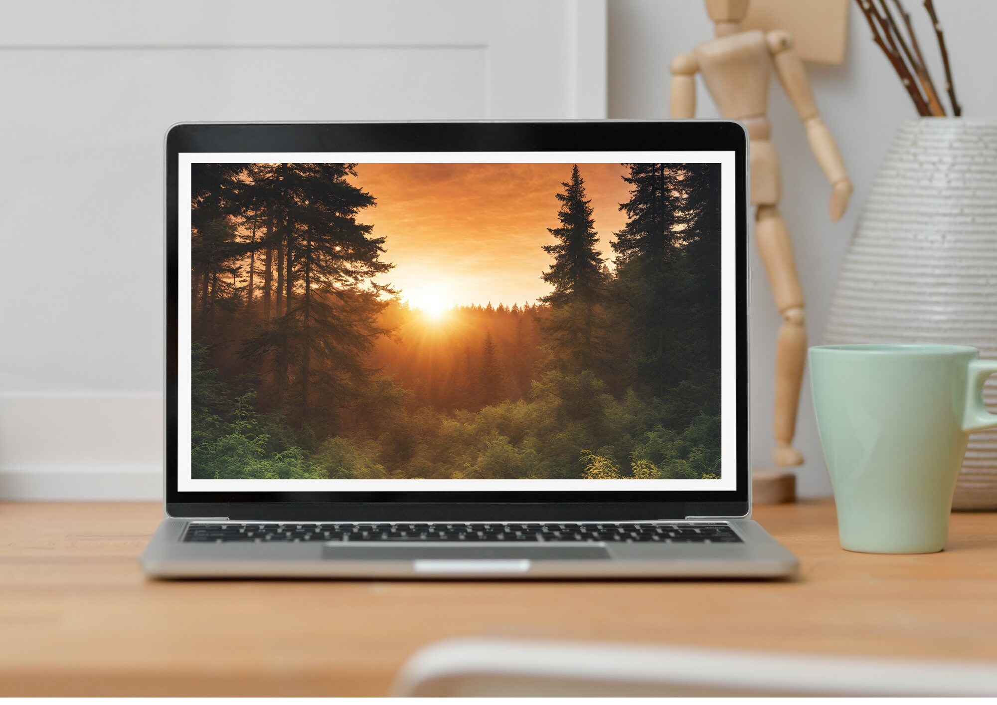 Digital SUNRISE in the Forest Wall Art for Home and Decor, Digital ...