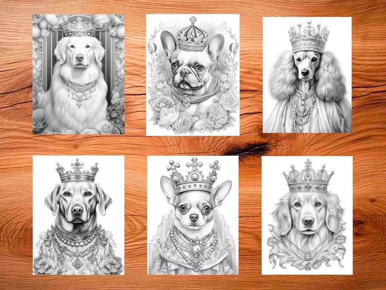 Royal Dogs Coloring Pages, for Adults and Kids, Instant Download ...