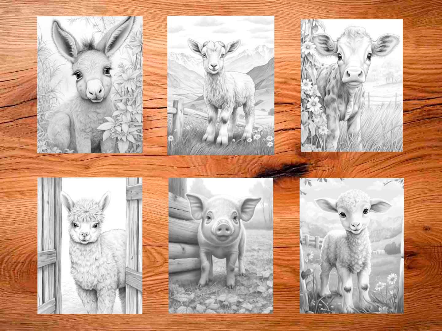 Adorable Farm Cuties Coloring Pages, for Adults and Kids, Instant ...