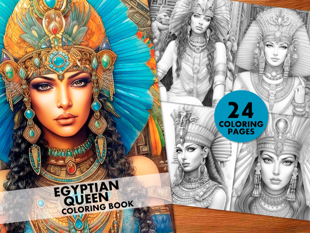 Egyptian Queen Coloring Pages, for Adults and Kids, Instant Download ...