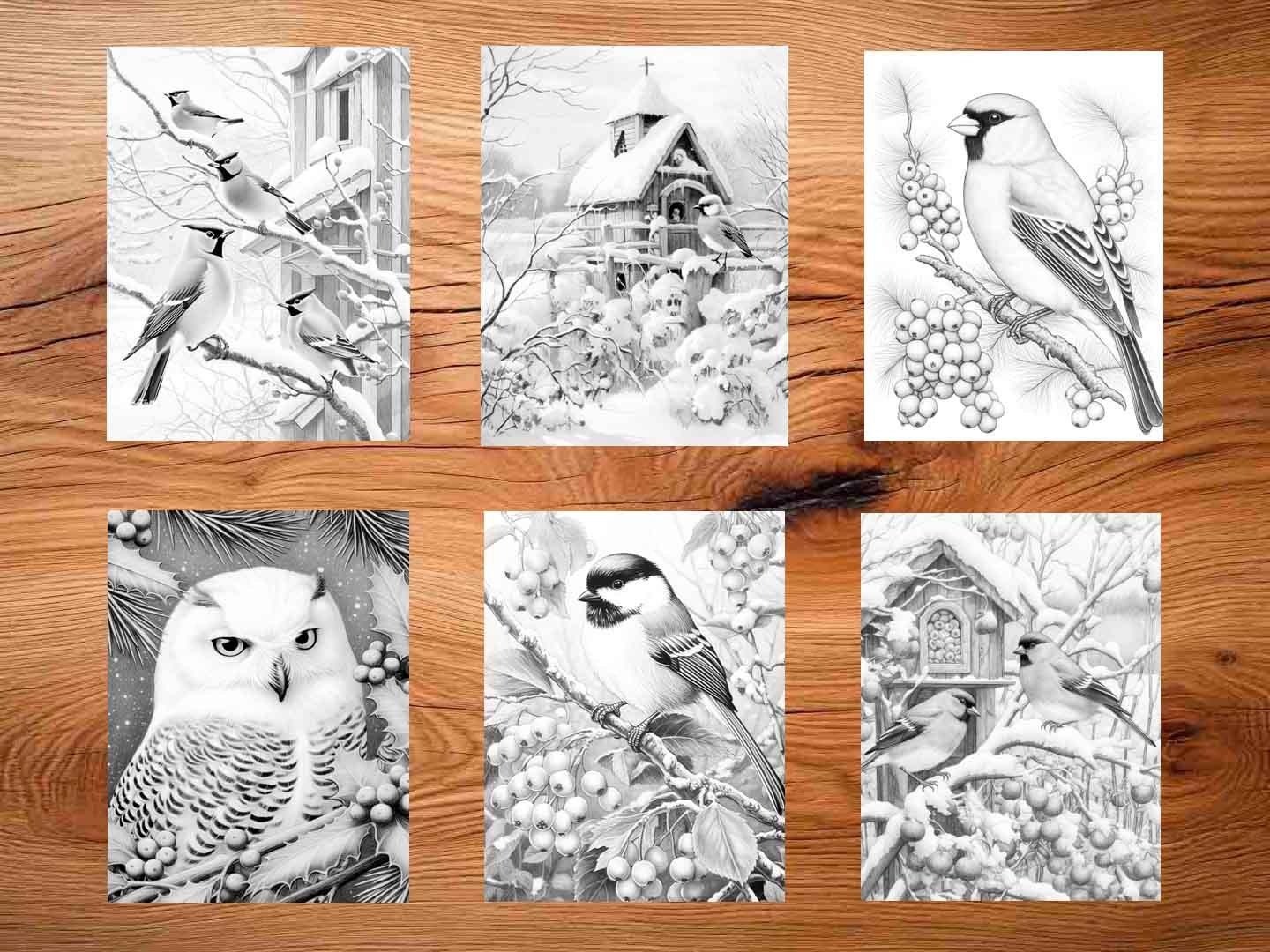 Winter Birds Coloring Pages, for Adults and Kids, Instant Download ...