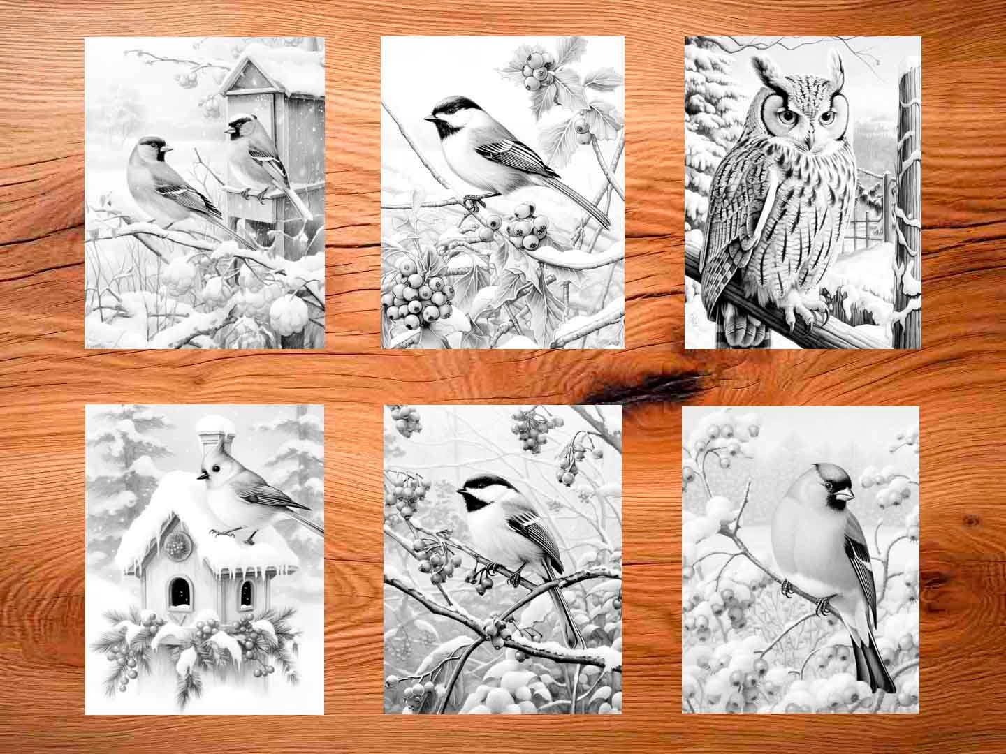 Winter Birds Coloring Pages, for Adults and Kids, Instant Download ...