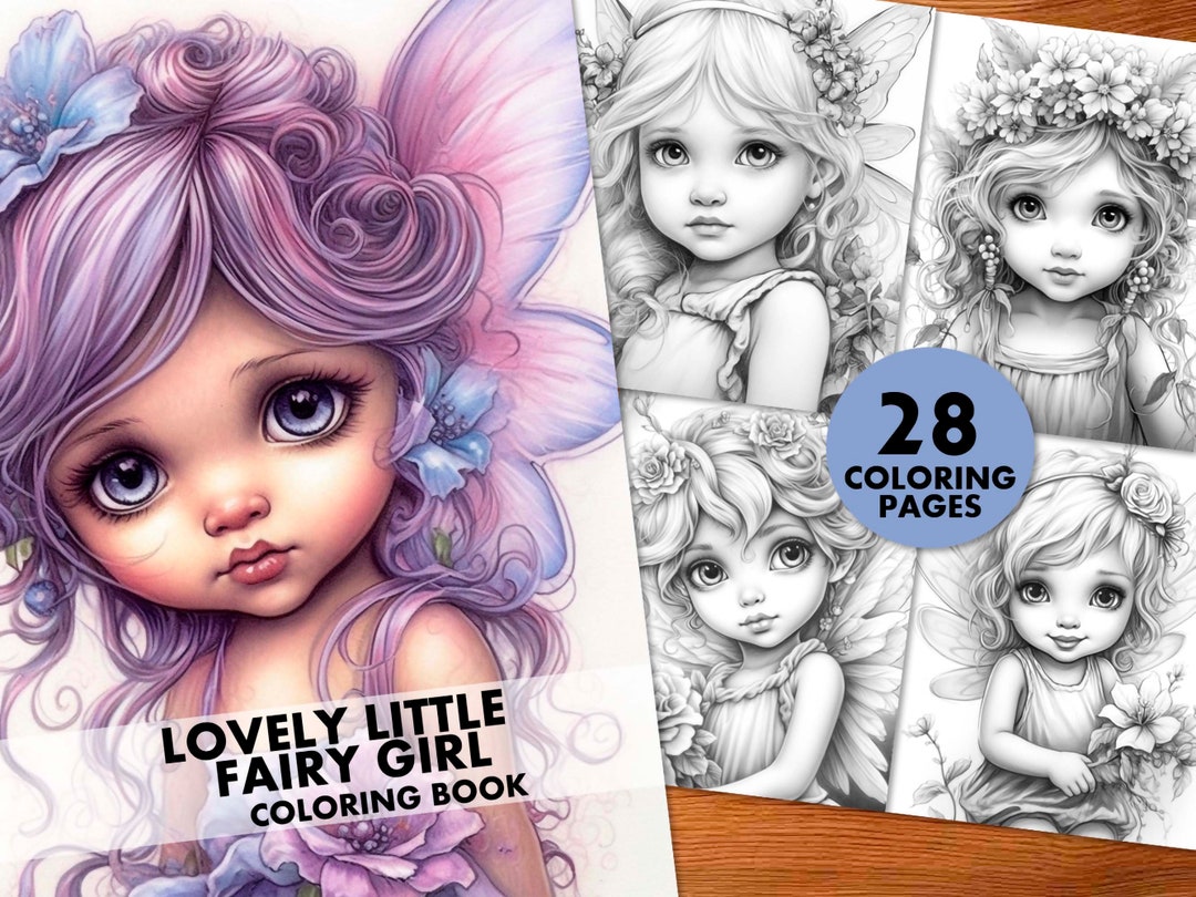 Lovely Little Fairy Girl Coloring Pages, for Adults and Kids, Instant ...