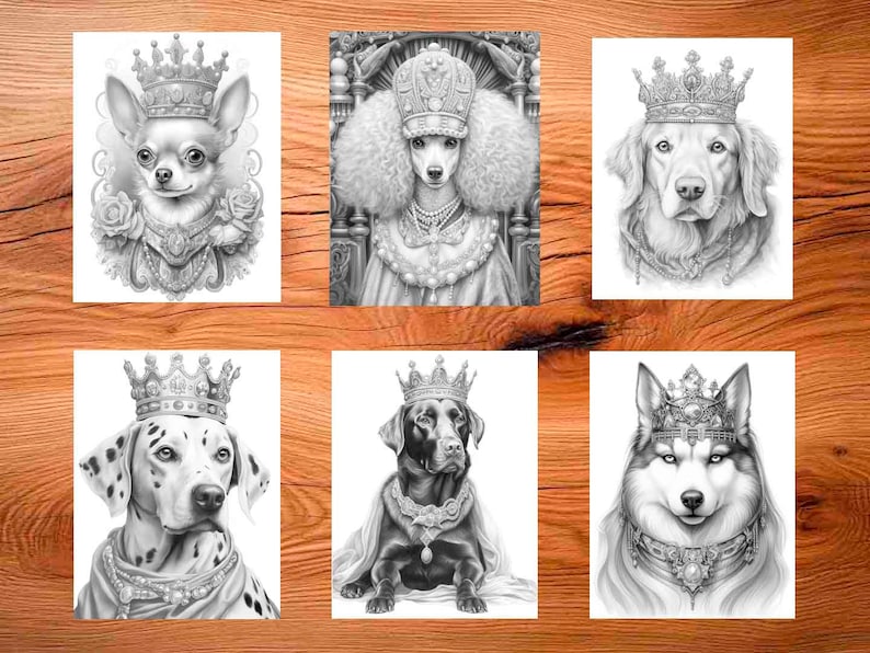 Royal Dogs Coloring Pages, for Adults and Kids, Instant Download ...