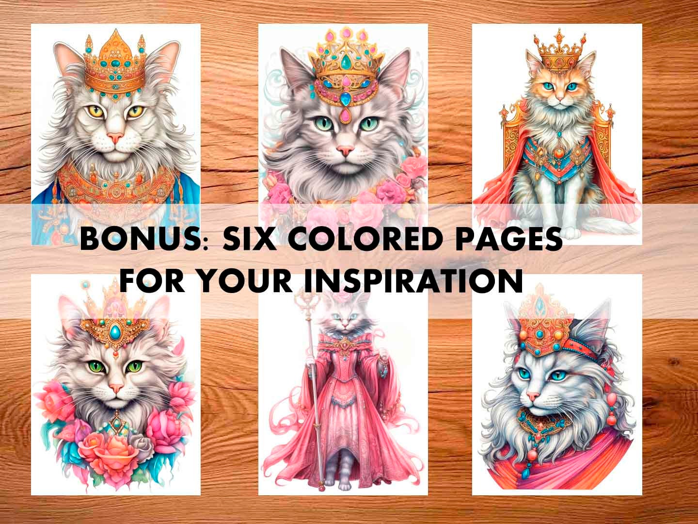 Royal Cats Coloring Pages, for Adults and Kids, Instant Download ...