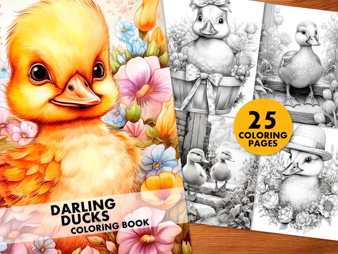 Darling Ducks Coloring Pages, for Adults and Kids, Instant Download ...