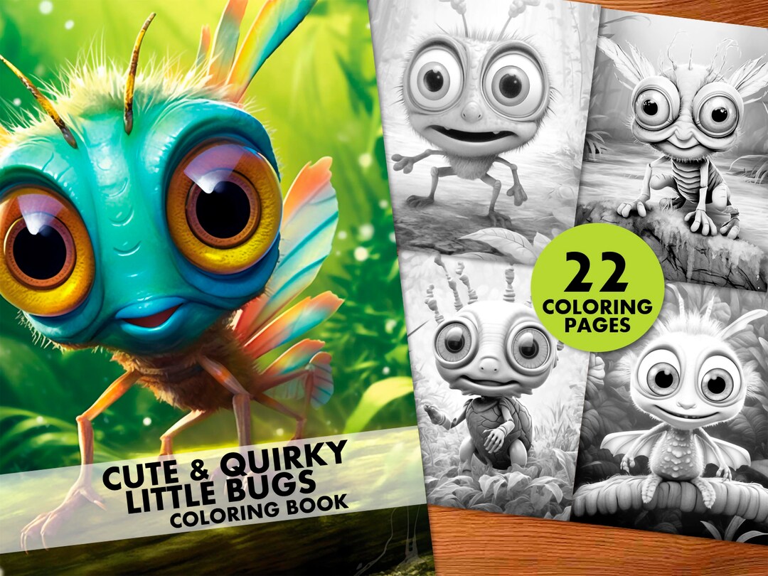 Cute & Quirky Little Bugs Coloring Pages, for Adults and Kids, Instant ...