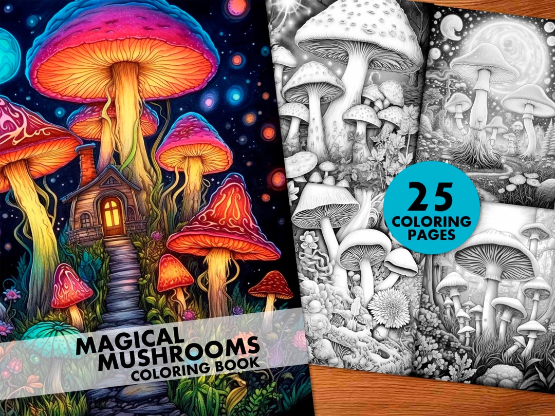 Magical Mushroom Coloring Pages: 25 Surreal Illustrations (printable ...