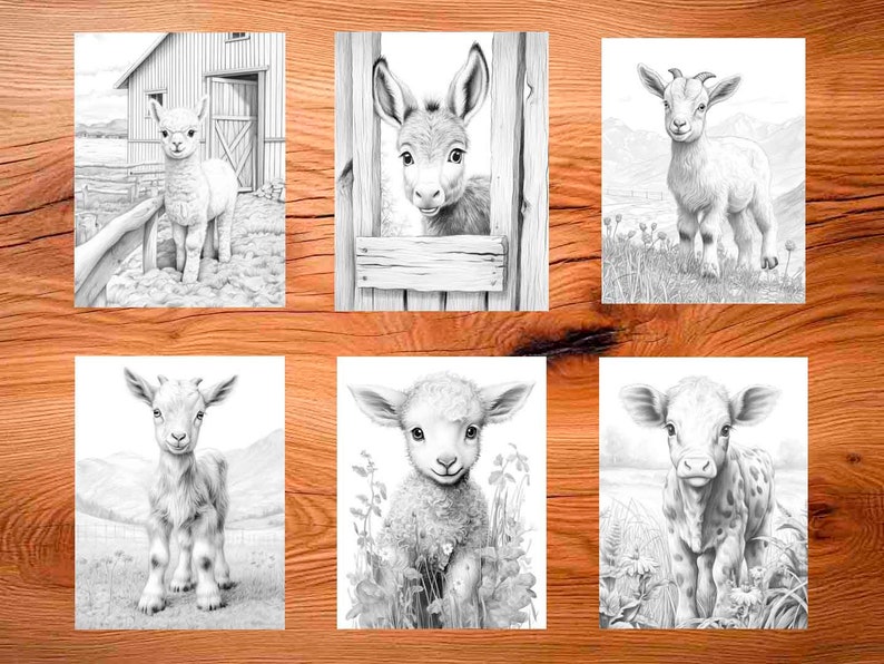 Adorable Farm Cuties Coloring Pages, for Adults and Kids, Instant ...