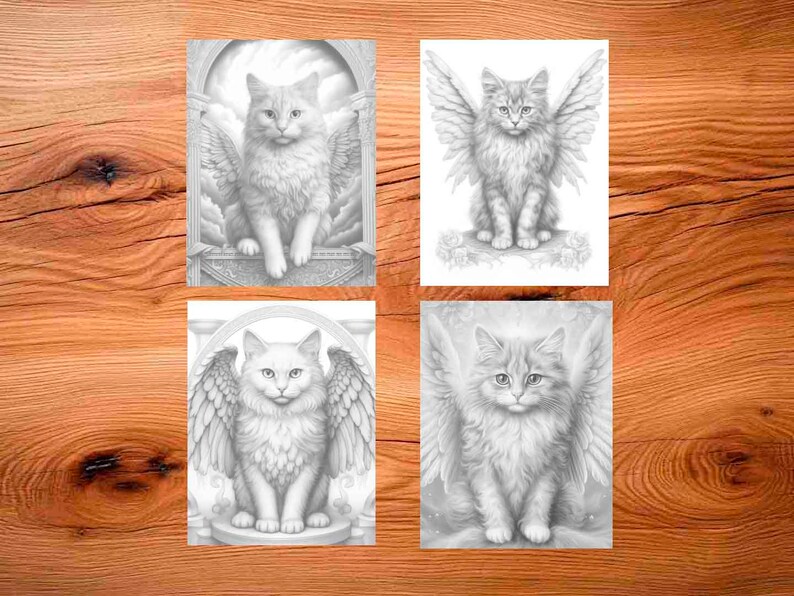 Heavenly Cats Coloring Book, Angel Wings, 28 Pages (printable PDF) - Etsy