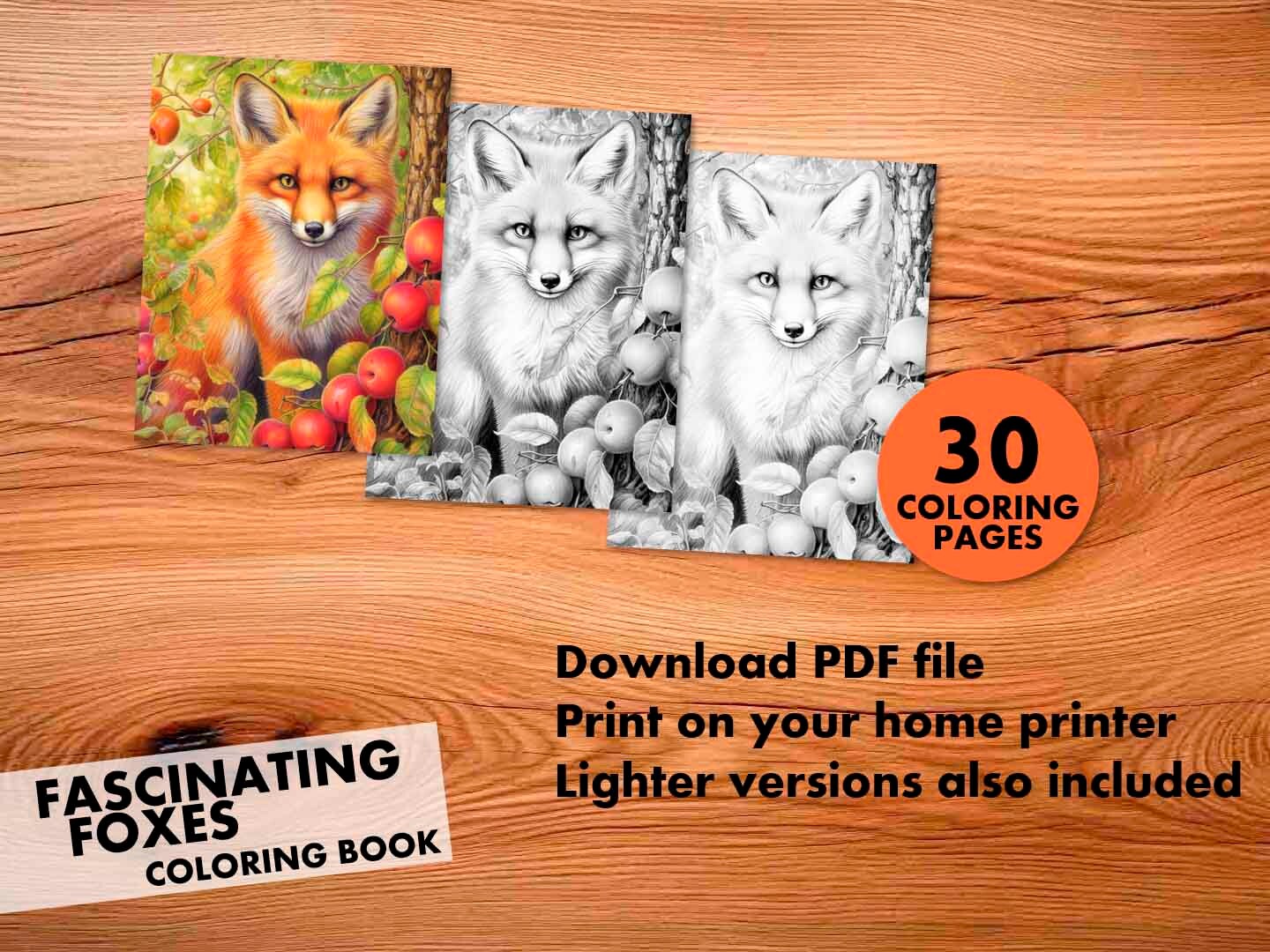 Fascinating Foxes Coloring Pages, for Adults and Kids, Instant Download ...