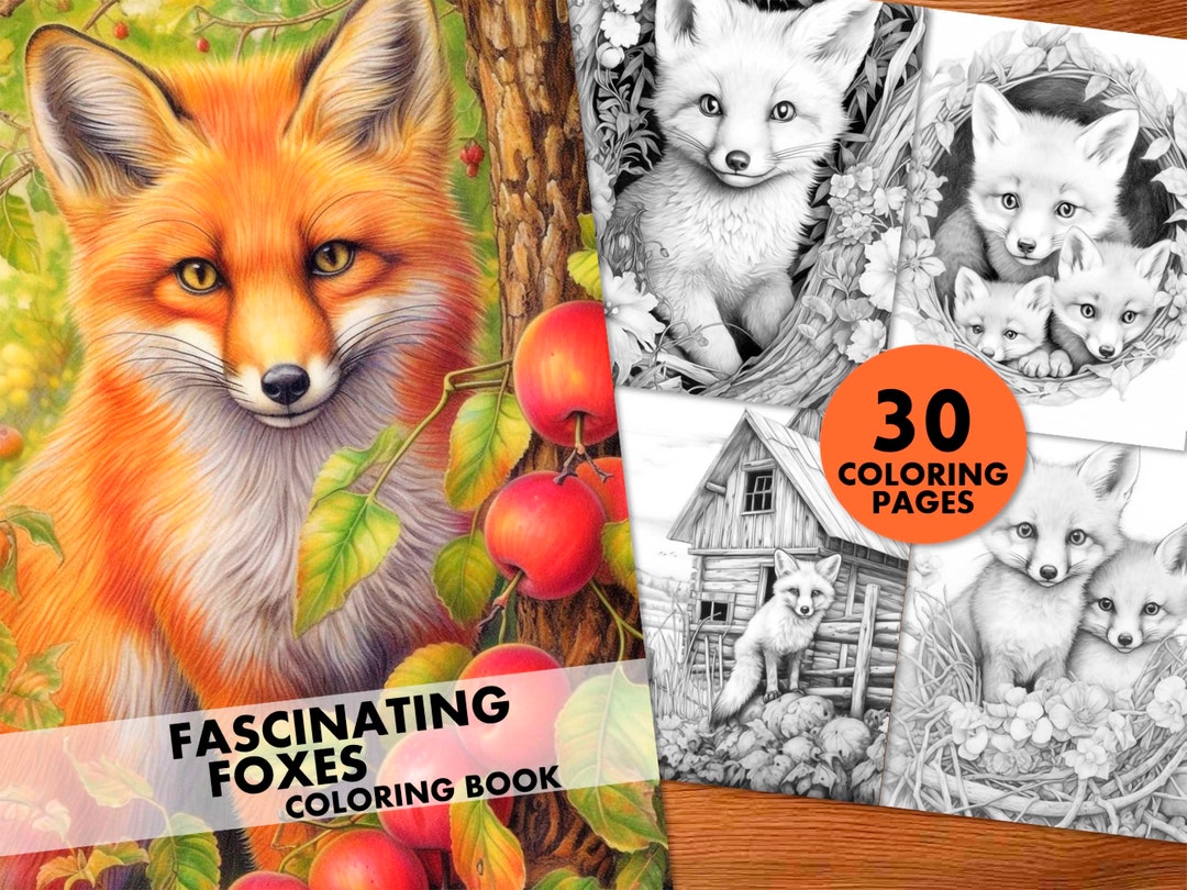 Fascinating Foxes Coloring Pages, for Adults and Kids, Instant Download ...