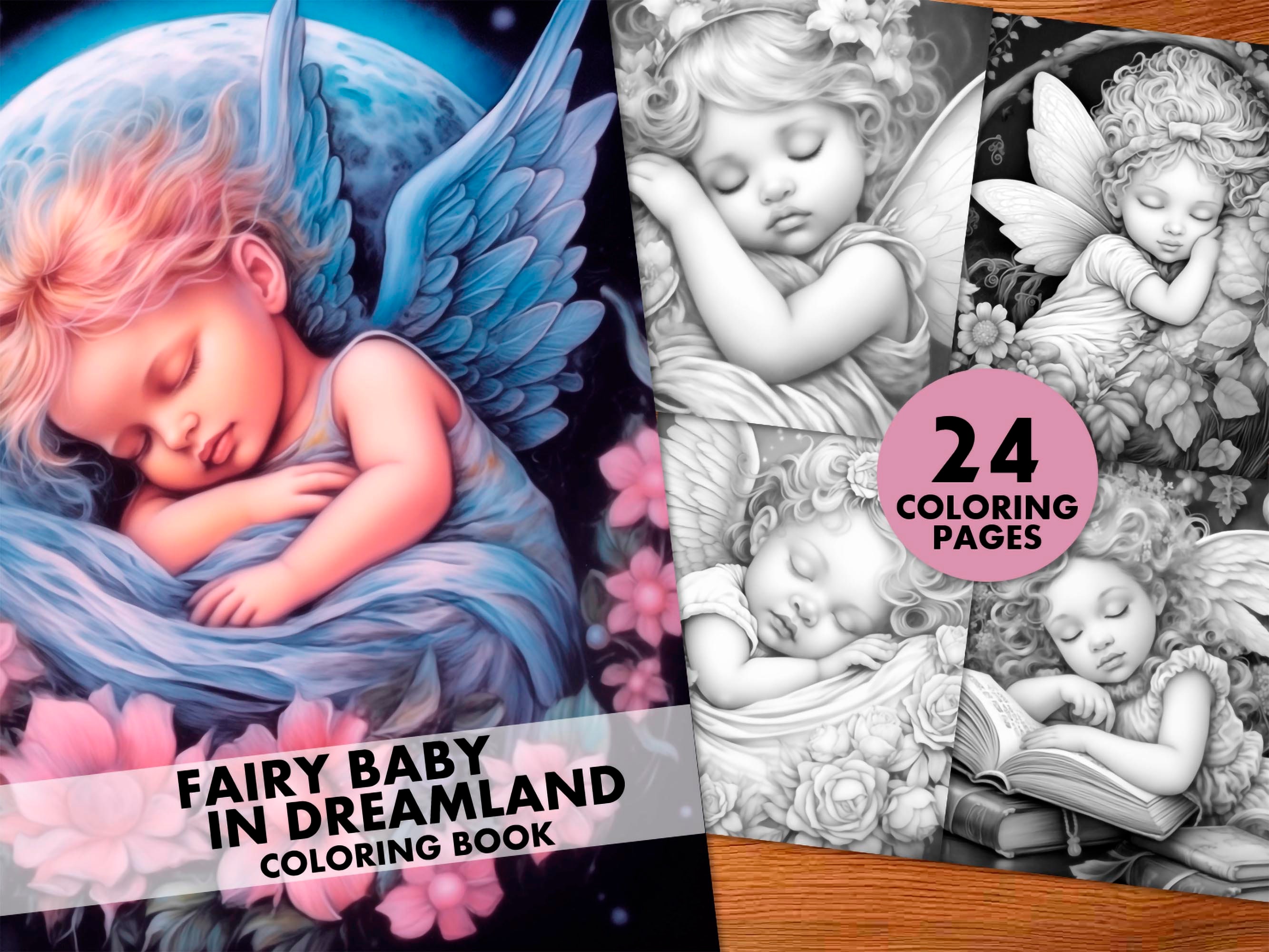 Fairy Baby in Dreamland Coloring Pages, for Adults and Kids, Instant ...
