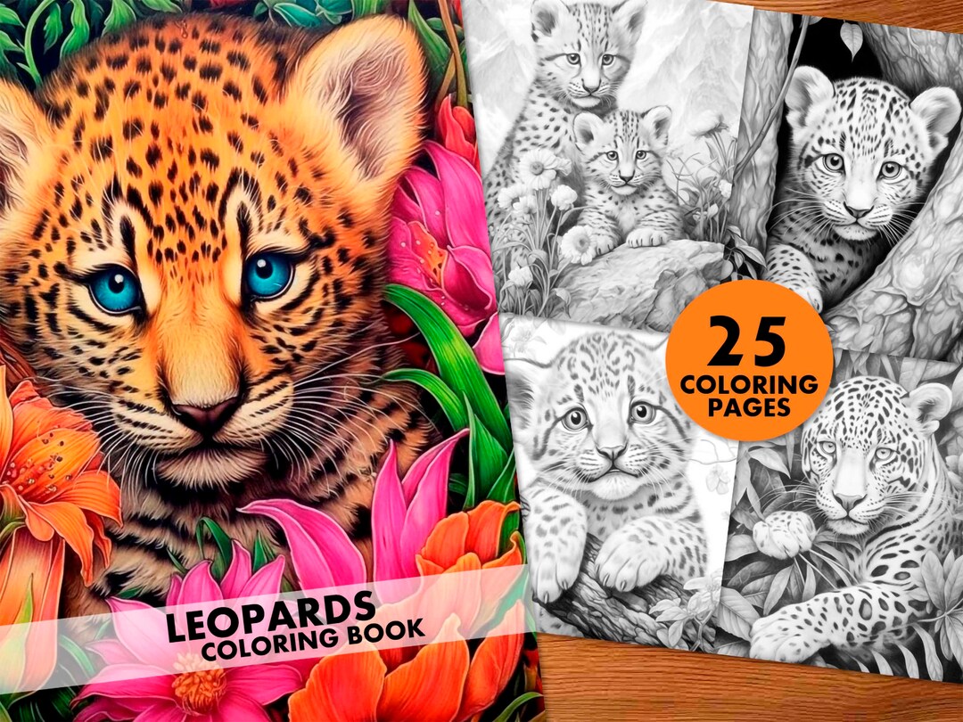 Leopards Coloring Pages, for Adults and Kids, Instant Download ...