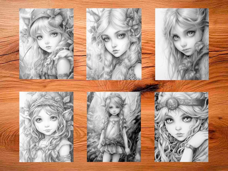 Forest Elves Coloring Pages, for Adults and Kids, Instant Download ...