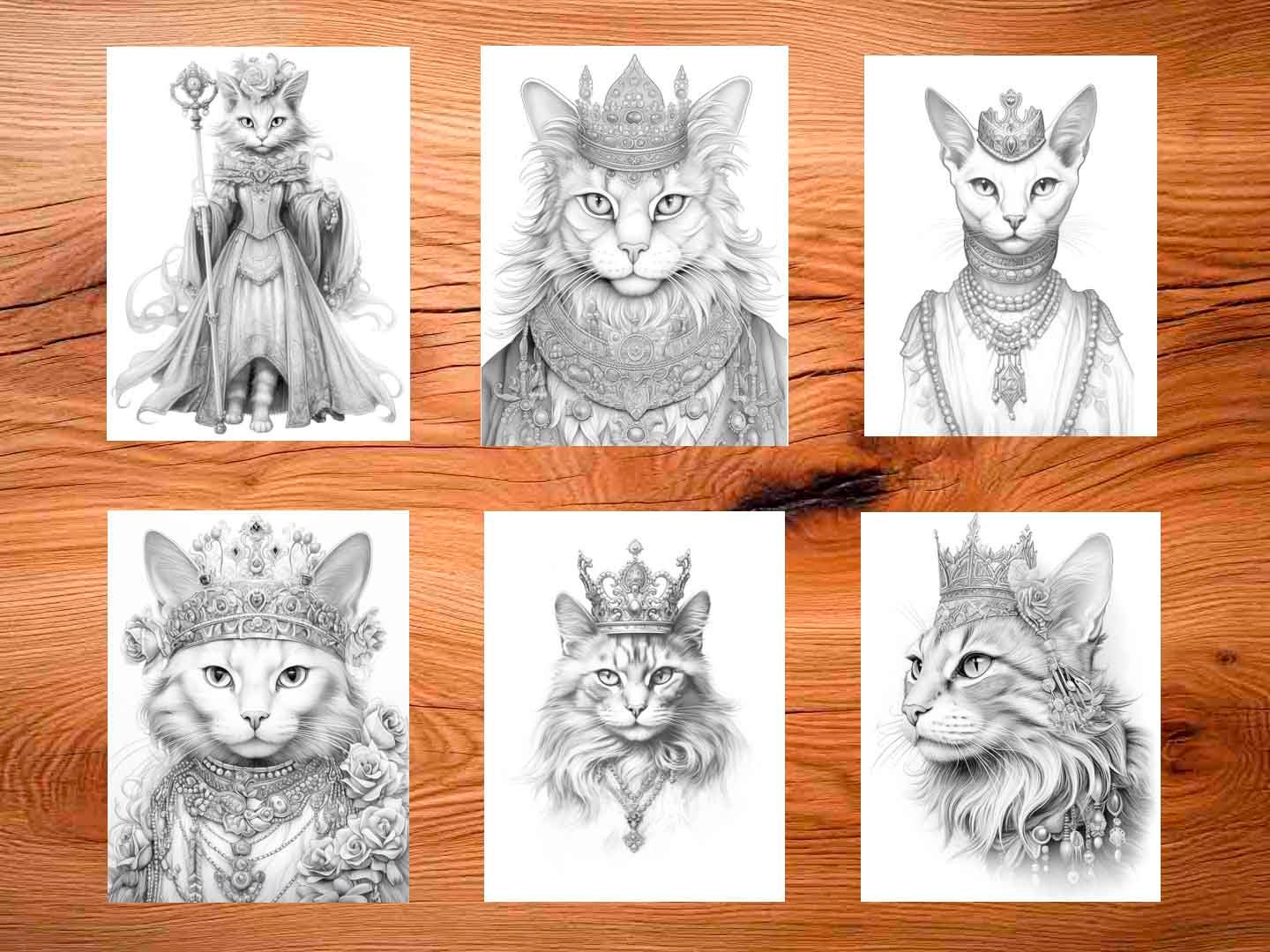 Royal Cats Coloring Pages, for Adults and Kids, Instant Download ...