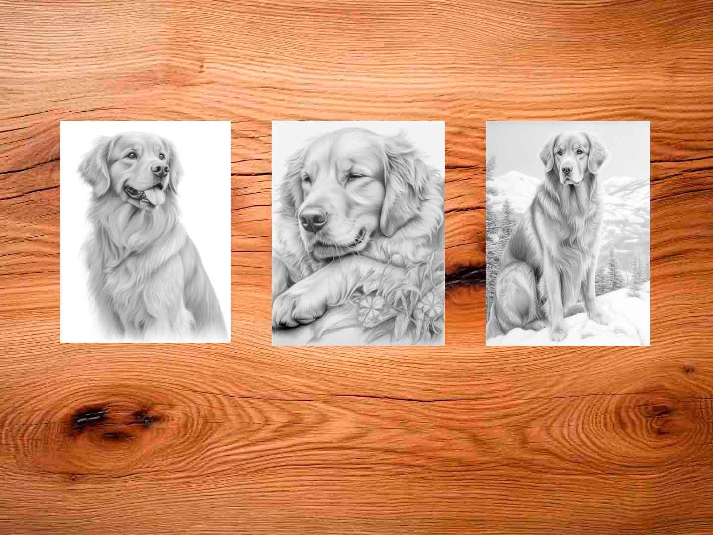 Golden Retriever Coloring Pages, for Adults and Kids, Instant Download ...