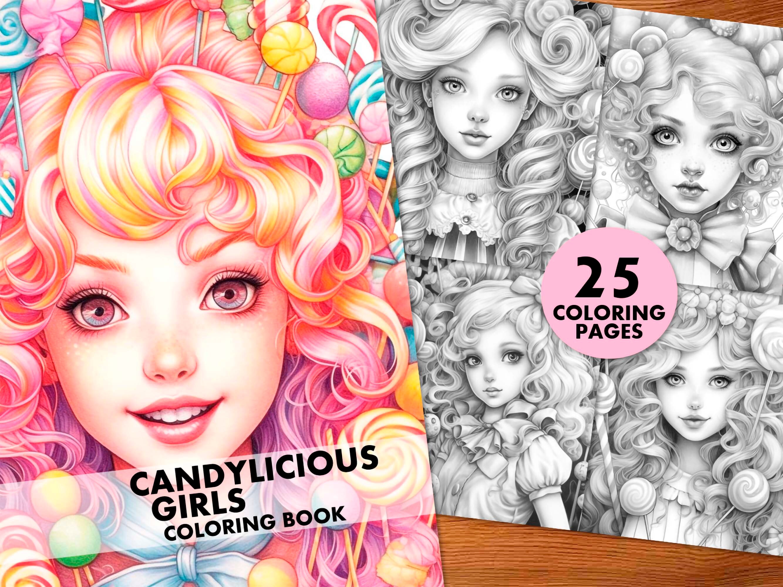 Candylicious Girls Coloring Pages, for Adults and Kids, Instant ...