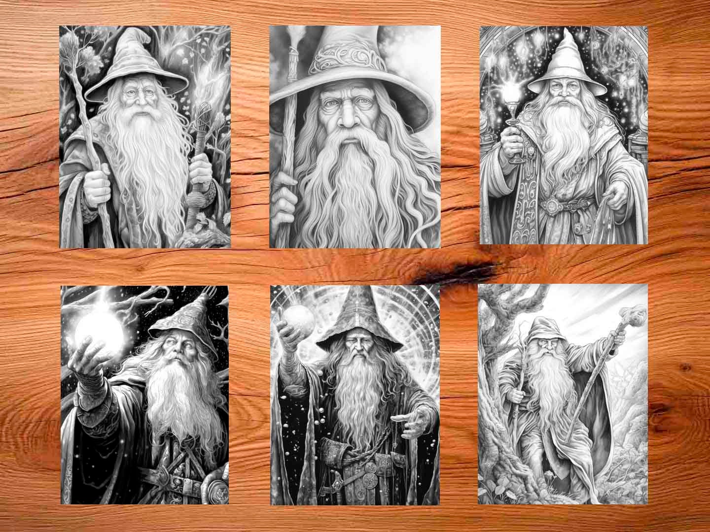 Wizards & Wands: 26 Coloring Pages, for Adults and Kids, Instant ...