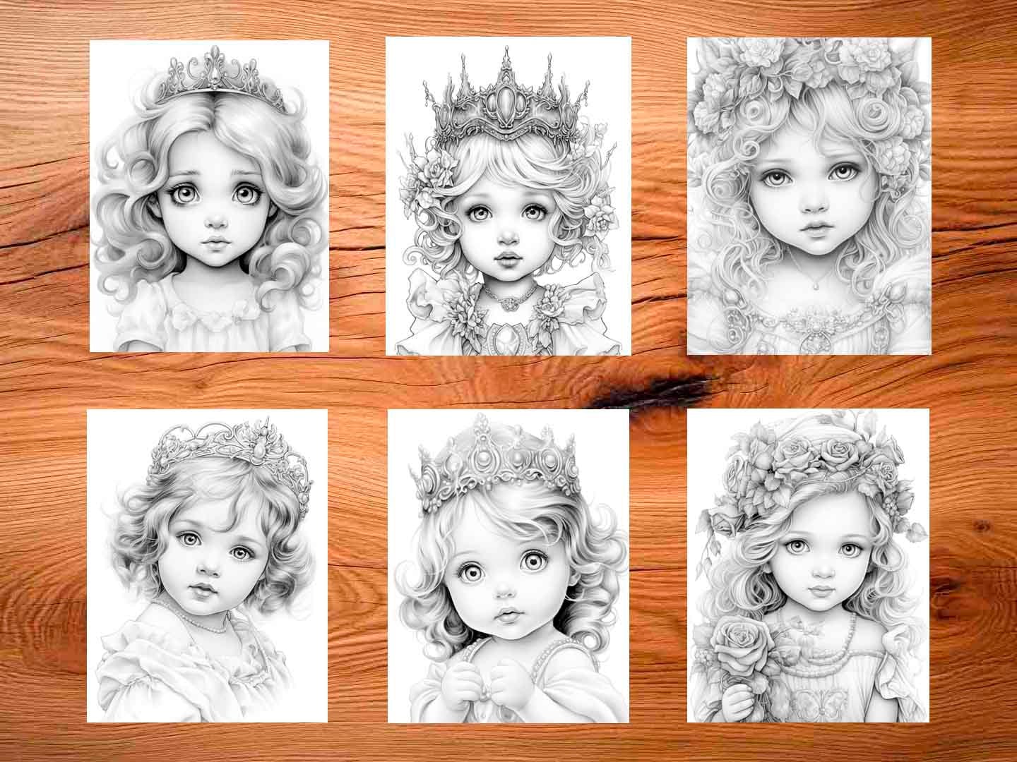 Little Princess: 24 Coloring Pages, for Adults and Kids, Instant ...