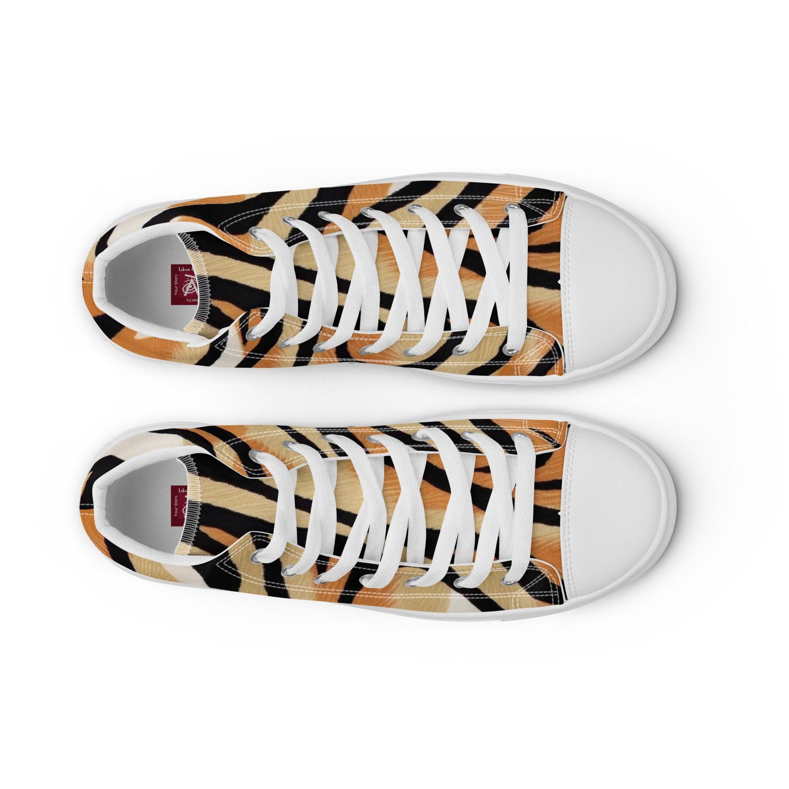 Tiger Print Women's High-top Canvas Shoes – Bold & Stylish Animal Print ...
