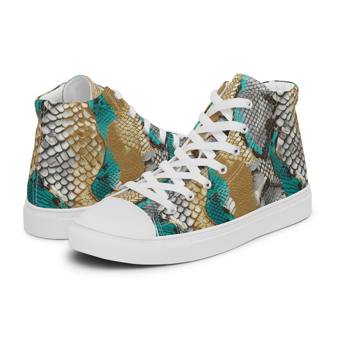 Snake Pattern Women's High-top Canvas Shoes – Bold & Stylish Animal ...