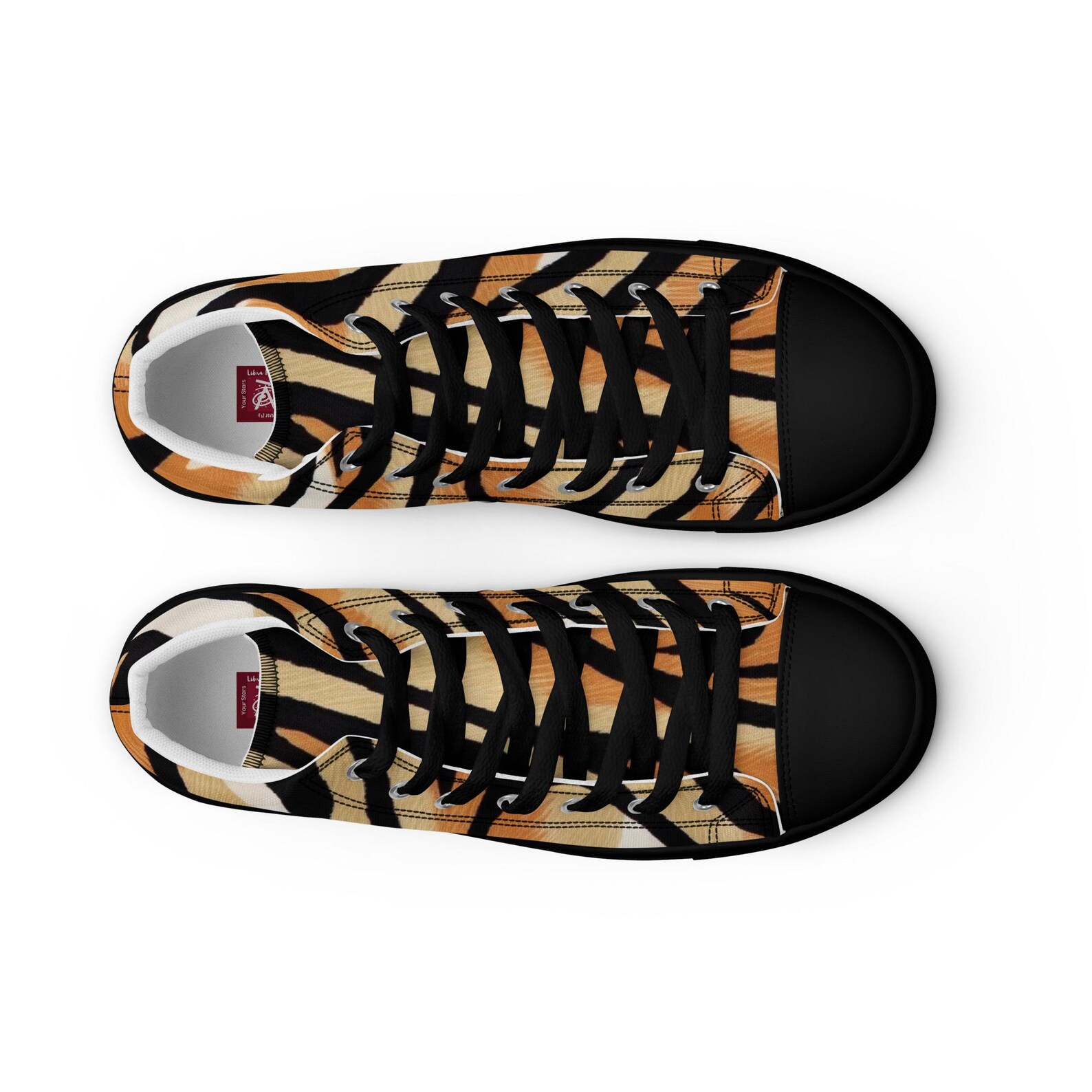 Tiger Print Women's High-top Canvas Shoes – Bold & Stylish Animal Print ...