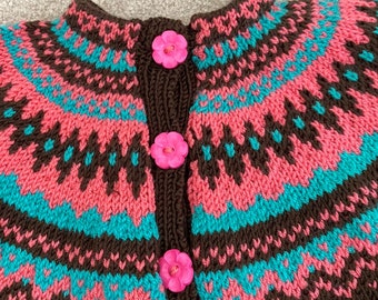 Modern Fair Isle Cardigan for Girls - Etsy