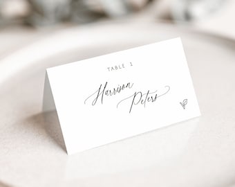 Folded Wedding Place Cards With Meal Choice, Editable in Templett ...