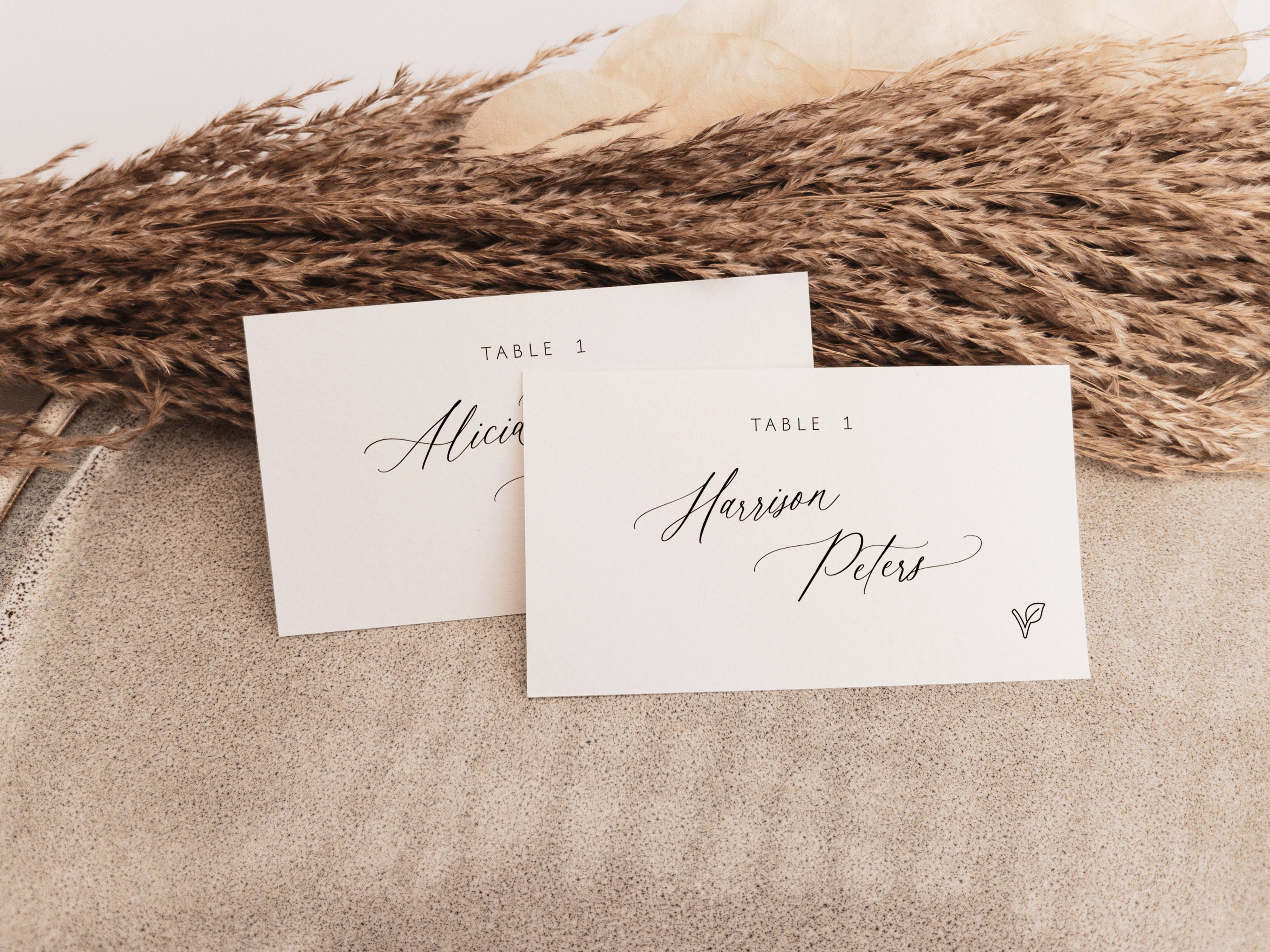Folded Wedding Place Cards With Meal Choice, Editable in Templett ...