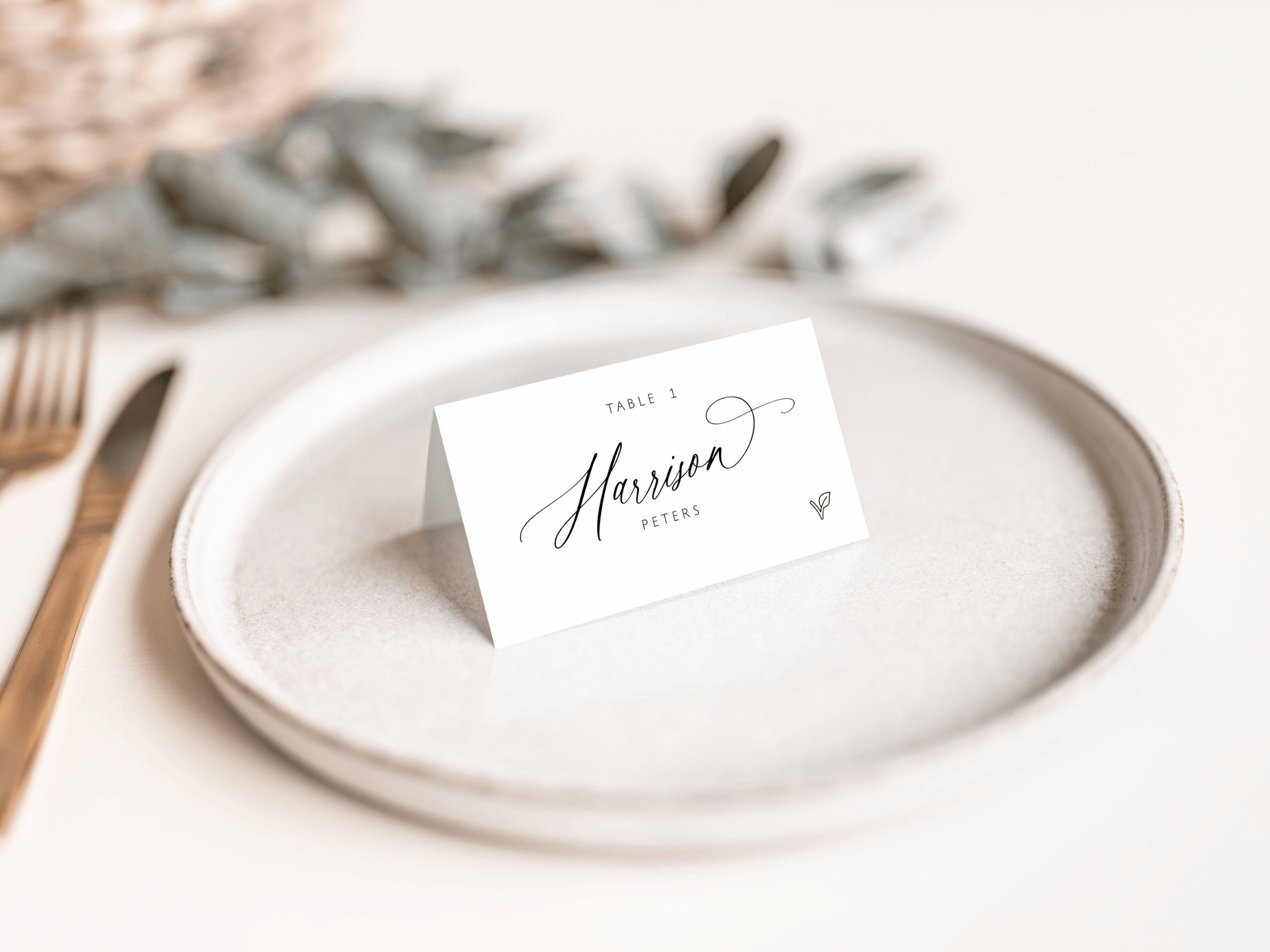 Folded Wedding Place Cards With Meal Choice, Editable in Templett ...