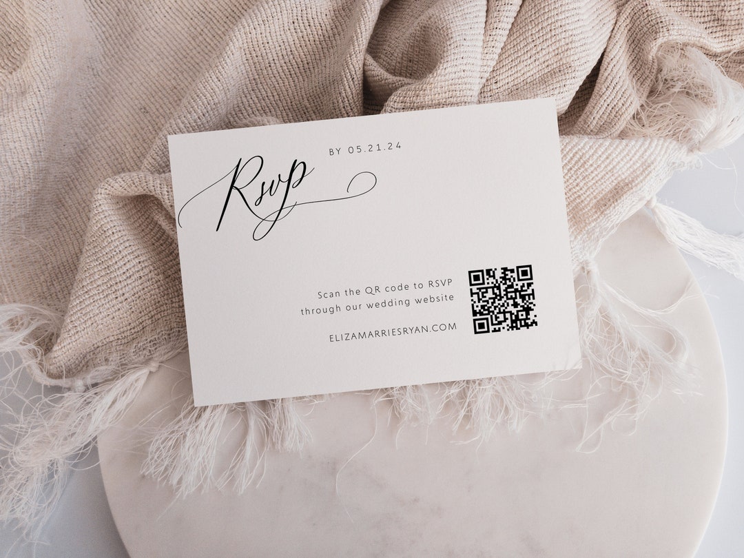 Printable Wedding RSVP With QR Code Editable in Templett - Etsy