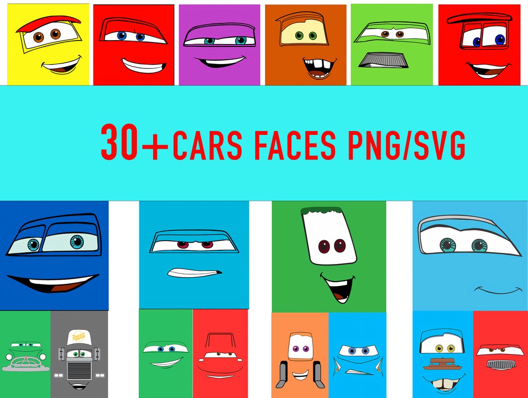 Cars Faces Png Eps Pdf Jpg Cut File for Cricut and - Etsy