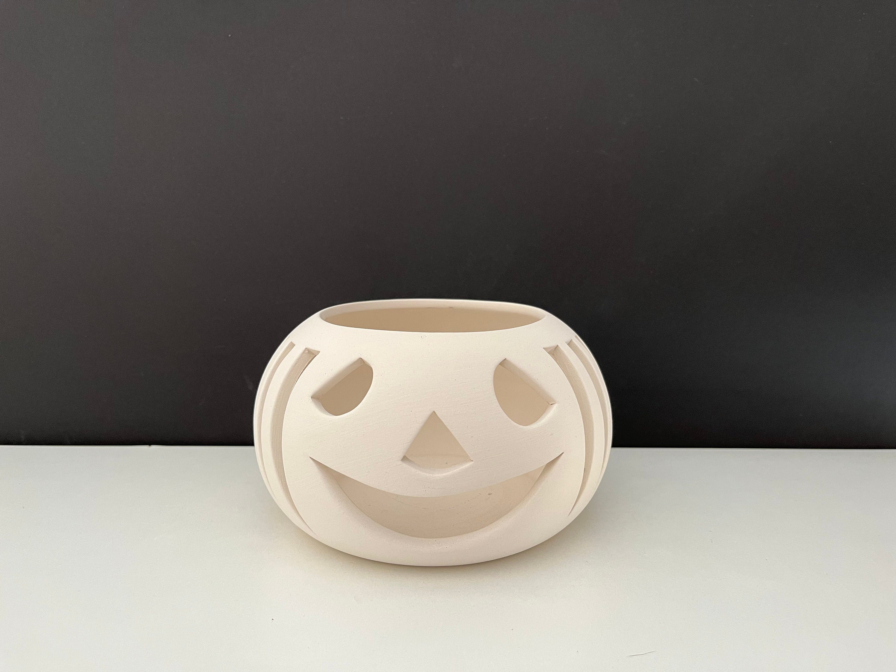 Ready-to-paint Ceramic Smiley Face Candle Holders set of 2, Smile Face ...