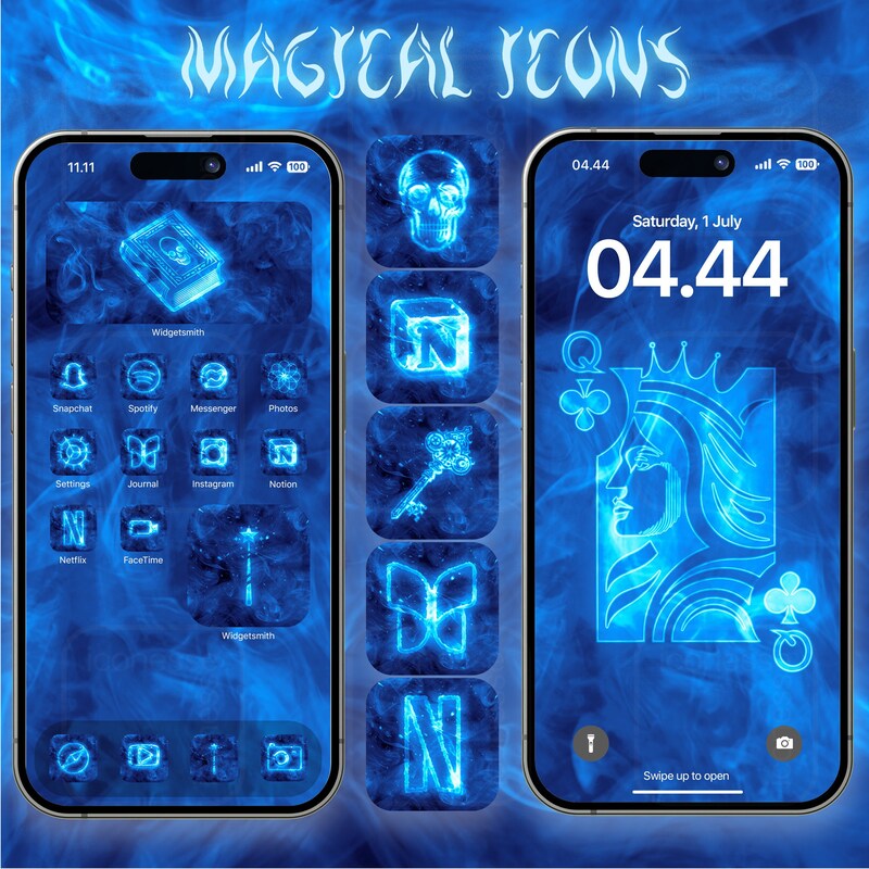 Neon Blue App Icons - Etsy