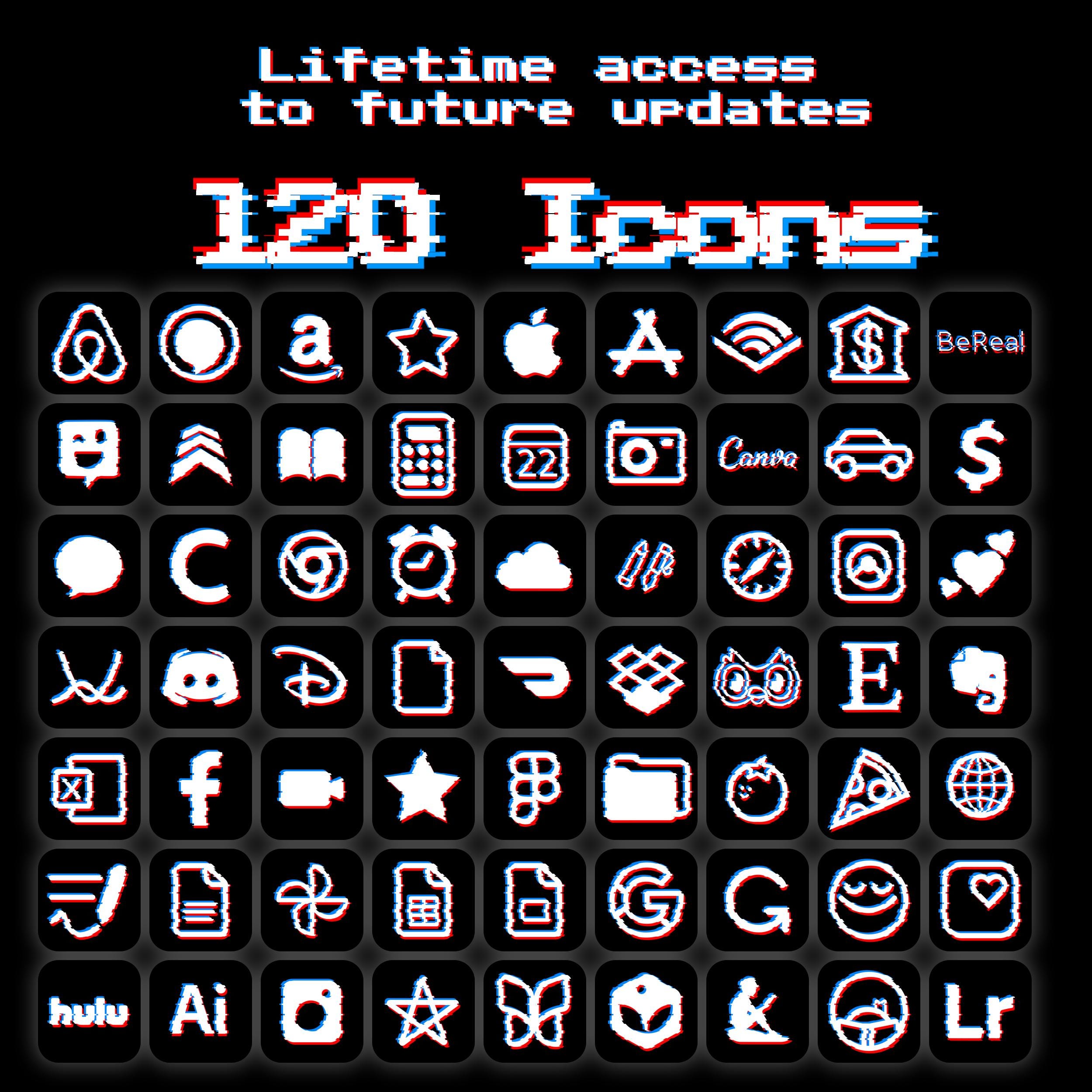 Glitch Icon Pack for Ios Devices, Distorted 3D Pixel Theme, Hacker ...