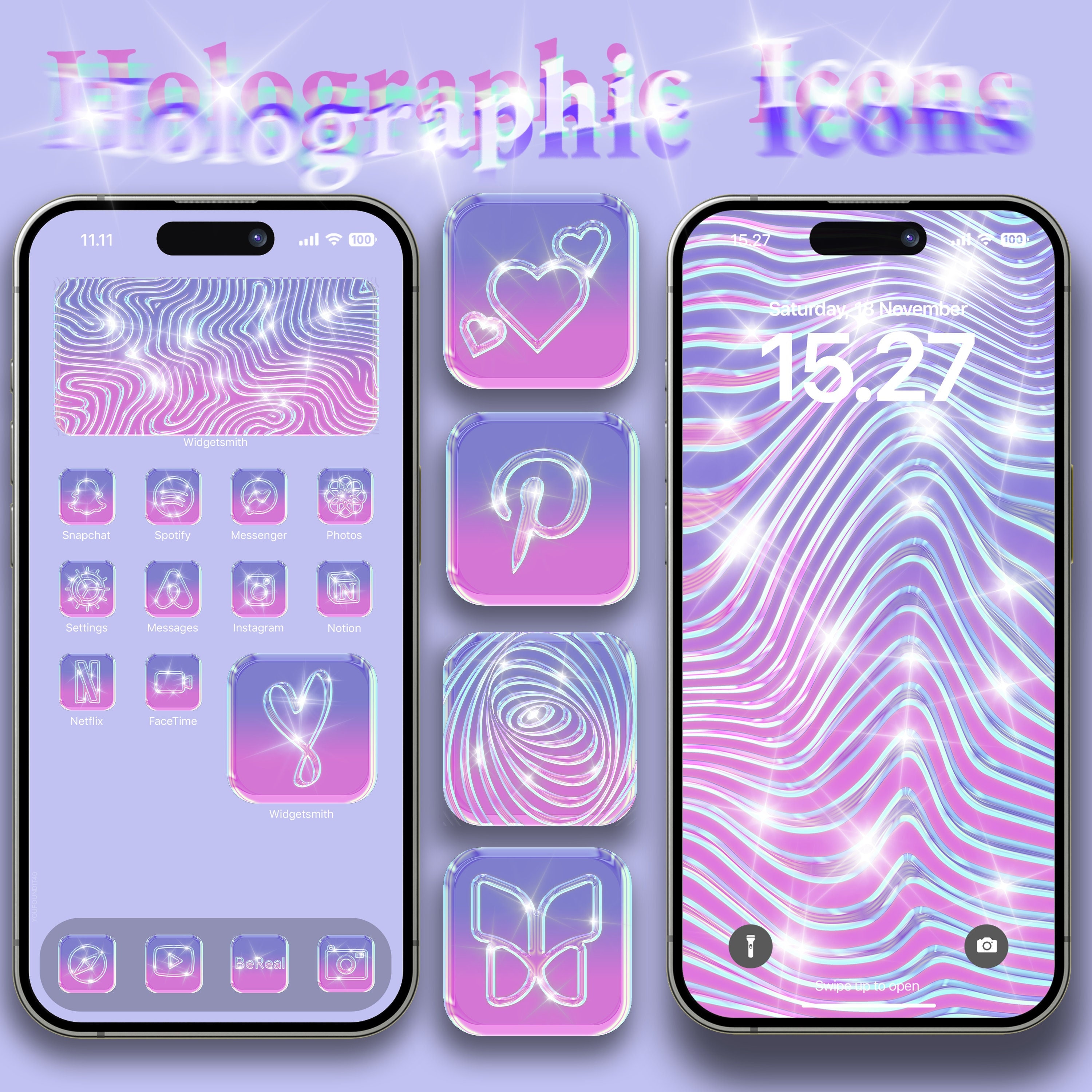 Holographic App Icon Pack for Ios - Glittering & Shiny Icons, Rainbow ...