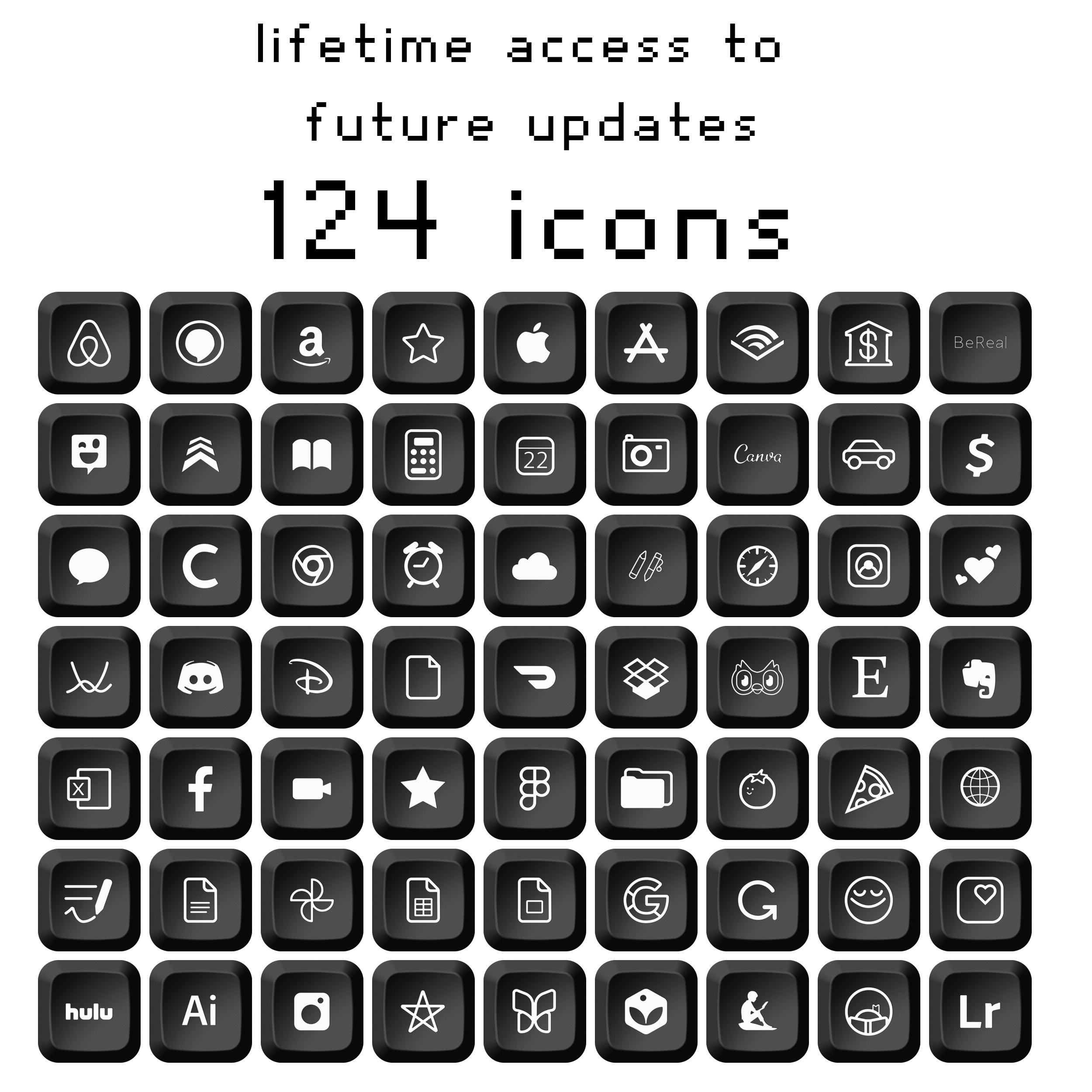 120+ Black Mechanical Keyboard Icon Pack for Ios Devices, 8bit Retro ...