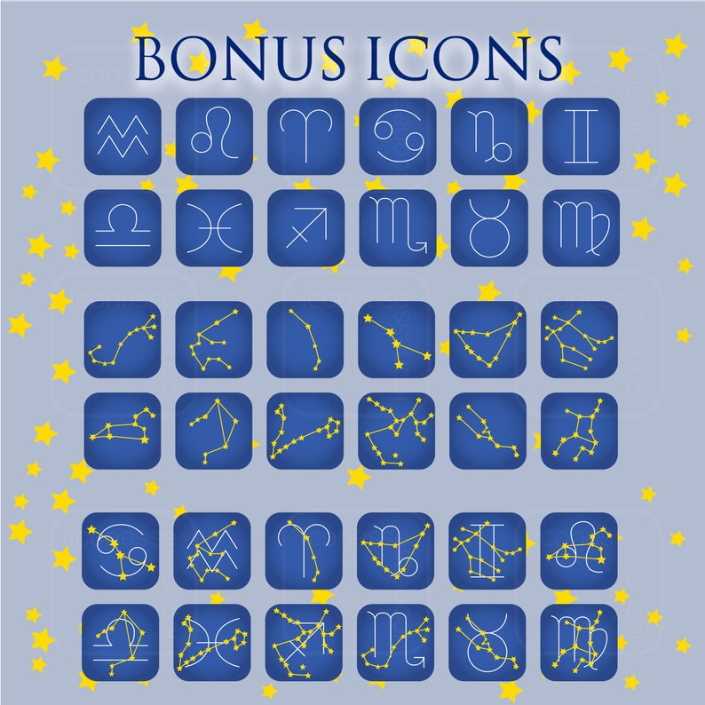 Celestial Zodiac Icons Hand-drawn Constellation Theme for Ios ...